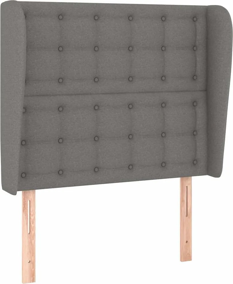 Čelo postele typu ušák tmavě šedé 103x23x118/128 cm textil 3118381