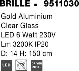 Závěsné LED svítidlo NOVA LUCE BRILLE 6W 3200K 9511030
