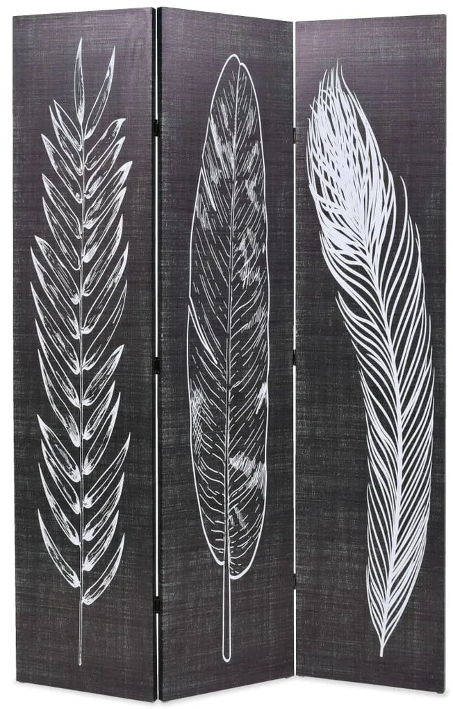 Skládací paraván 120 x 170 cm pírka černobílá 245889