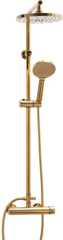 Erga Dubaj, sprchová souprava s pákovou baterií a dešťovou hlavicí 23 cm, zlatá lesklá, ERG-YKA-BP.DUBAJ23-GLD