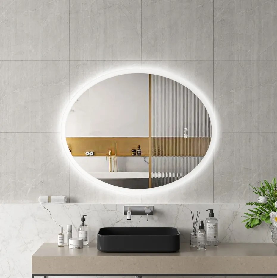 Erga Paola, oválné LED zrcadlo 80x100cm, 2645 lm, 3 barvy světla, přední a zadní osvětlení, ERG-V01-302-1080-00