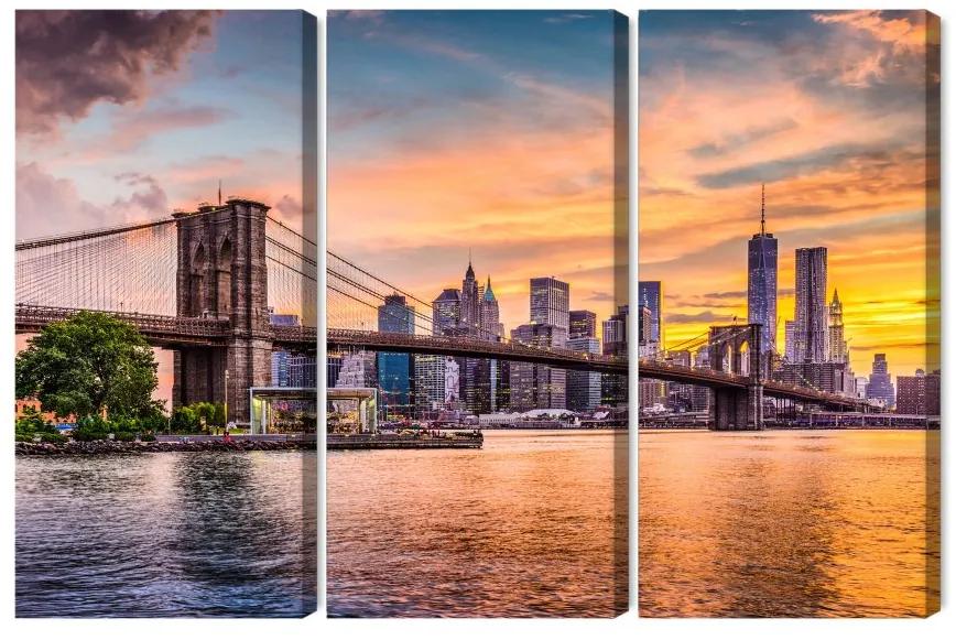 Vícedílný obraz New York City Panoramatická Krajina Nedostatek Nedostatek Přírodní plátno 180x120