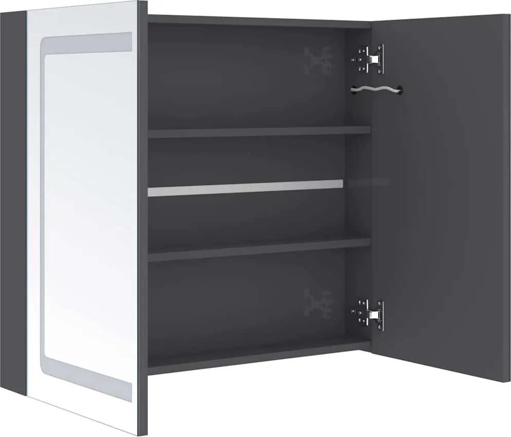 LED koupelnová skříňka se zrcadlem zářivě šedá 80 x 12 x 68 cm 326514