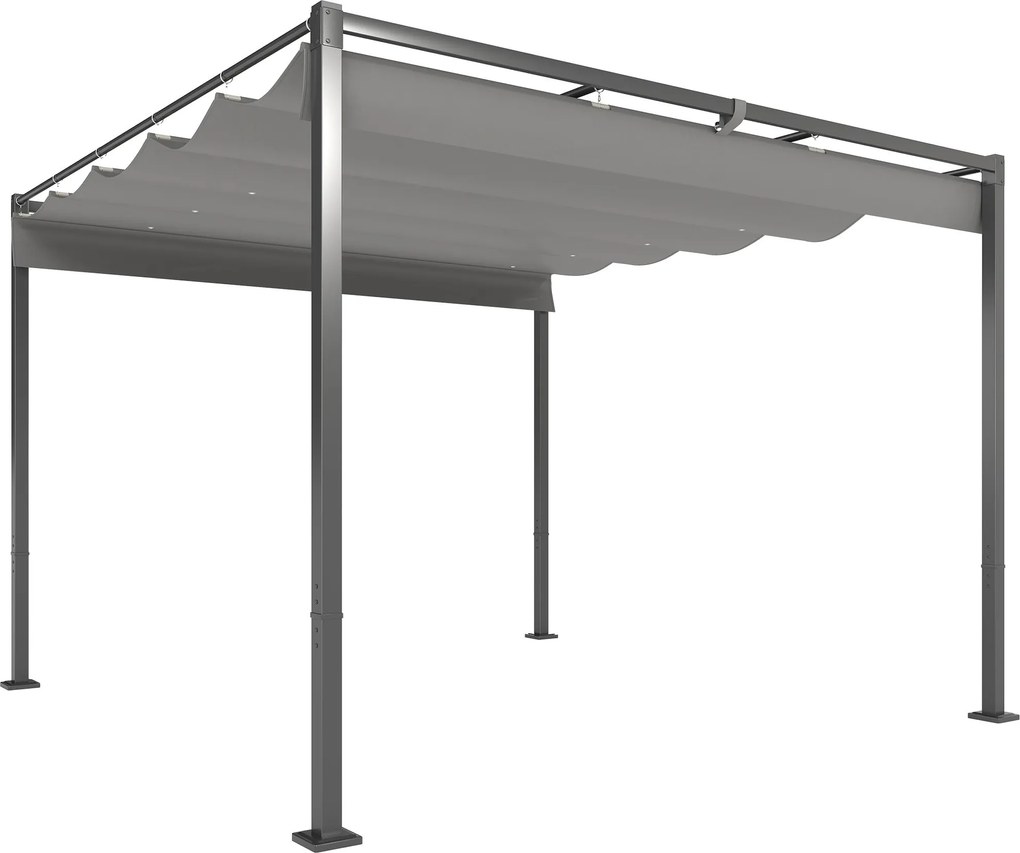 Outsunny vysouvací pergola 3 × 3 m — 180 g/m² UV-odolná plachta, magnetické zajištění, práškově lakovaný ocelový rám | Aosom