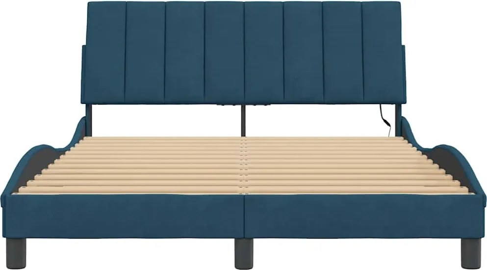 Rám postele s LED osvětlením bez matrace Hanko modrý 120 x 200 cm samet 3213773