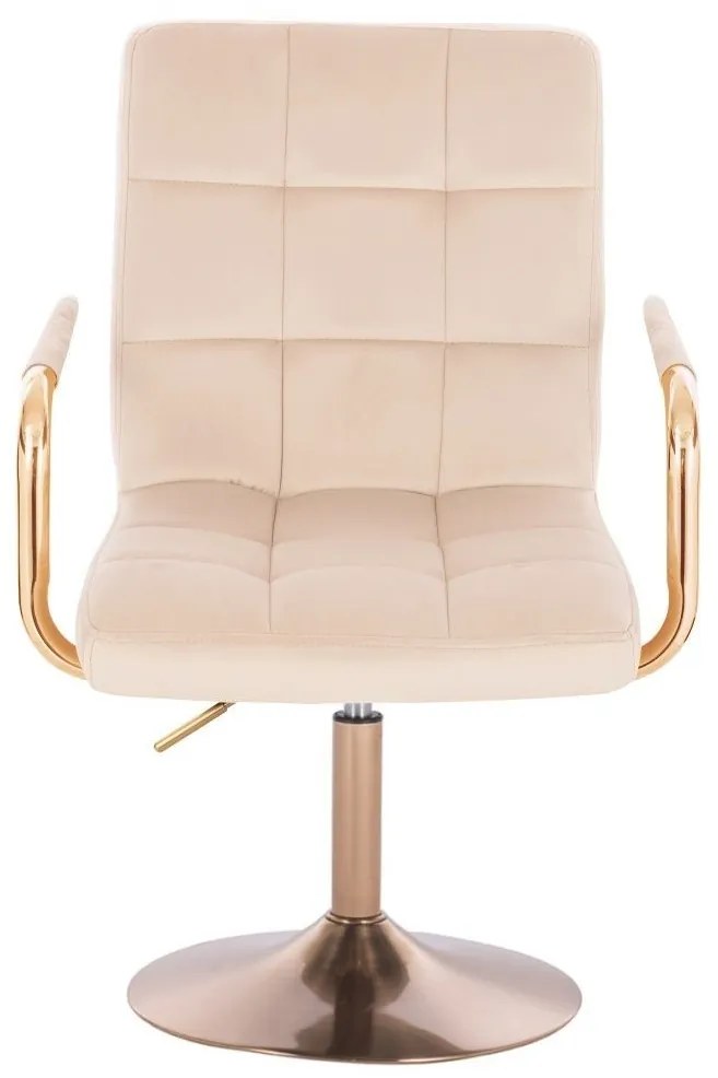 LuxuryForm DESIGN Otočná židle VERONA GOLD VELUR na zlatém talíři - krémová