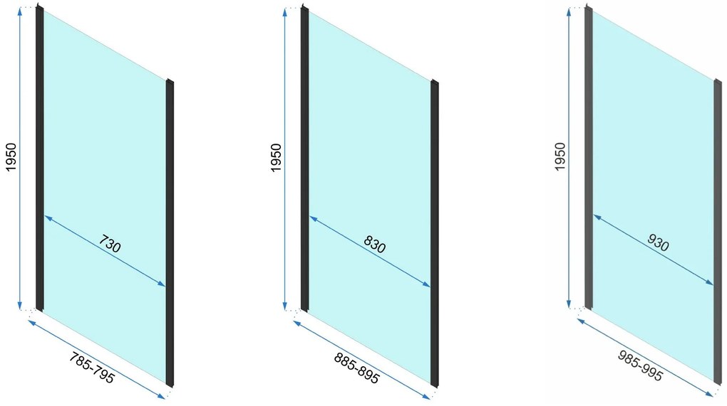 3-stěnný obdélníkový sprchový kout REA RAPID SLIDE 100/dveře x 80/zástěna cm, černý