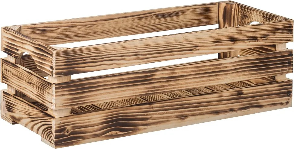 Dřevobox Opálená dřevěná bedýnka 60 x 22 x 20 cm