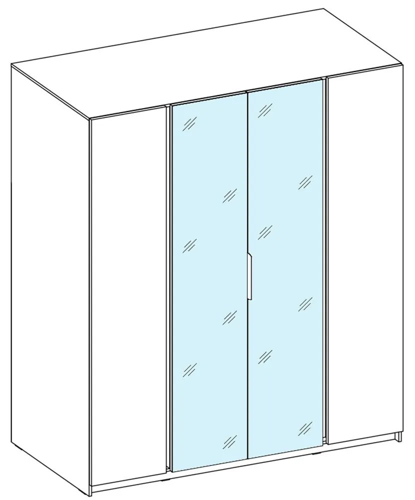 Šatní skříň KAJA 2F 2LU | 200 cm | se zrcadly | VYSOKÁ | černá/evoke