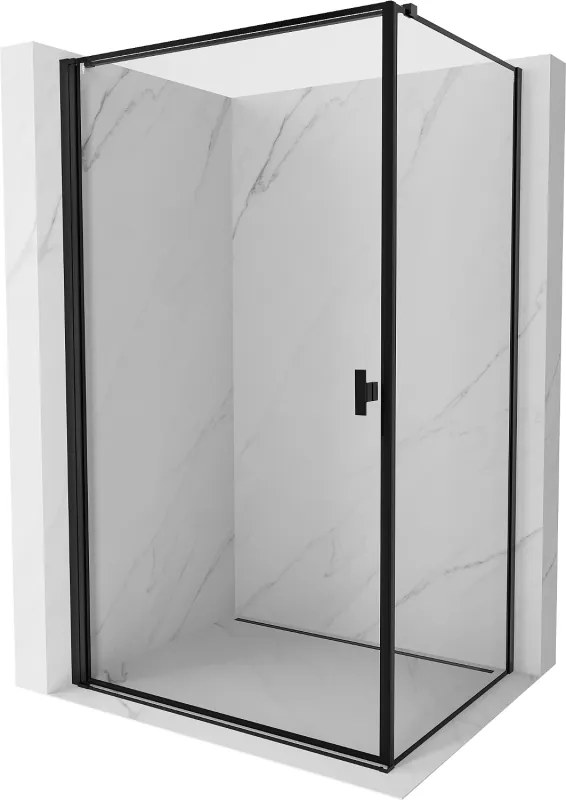 Mexen Mist-B, 1-křídlý ​​výklopný sprchový kout, levý, 70 x 85 cm, čiré sklo-černý rám, 8A2T-070-085-70-70-L