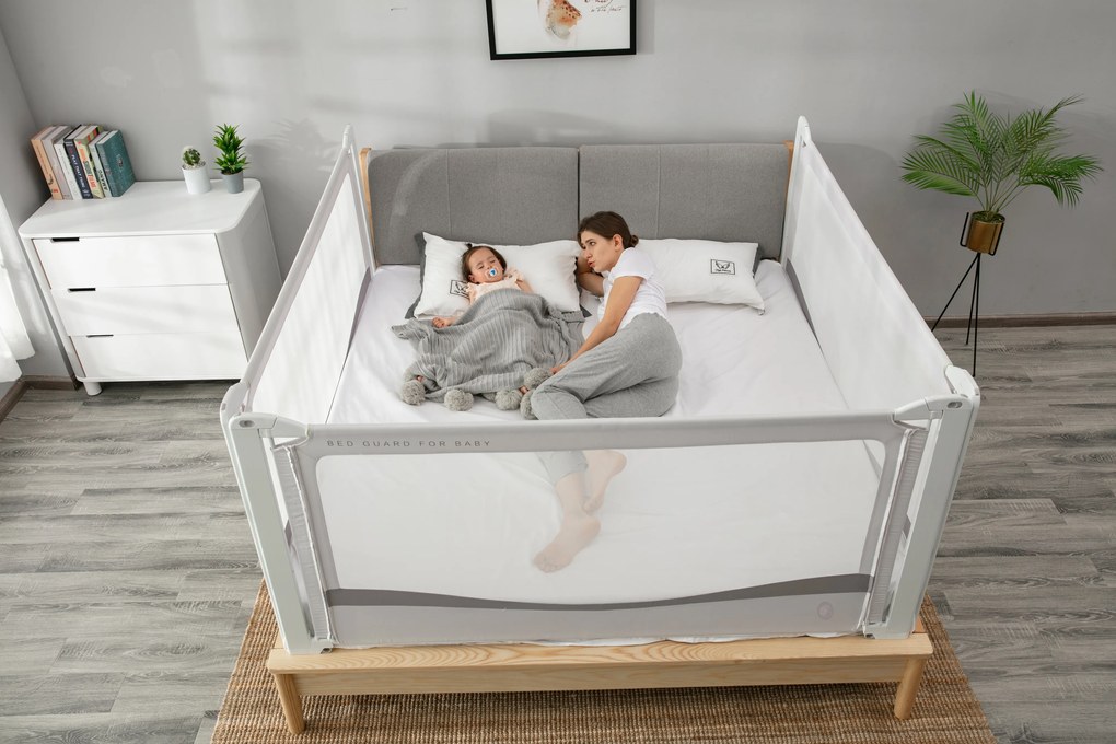 Zábrana na postel Monkey Mum® Premium - 160 cm - světle šedá