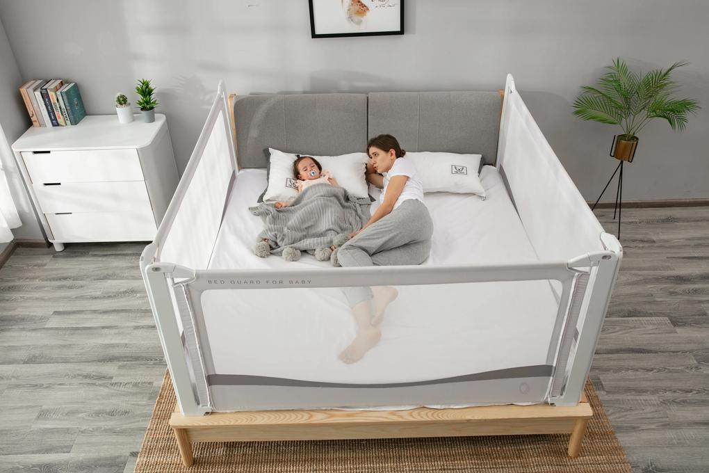 Zábrana na postel Monkey Mum® Premium - 90 cm - světle šedá