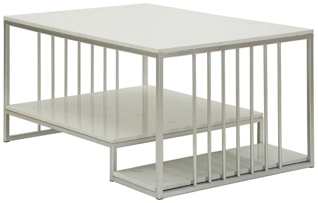 Designový konferenční stolek Gabouray 90 cm bílý / stříbrný