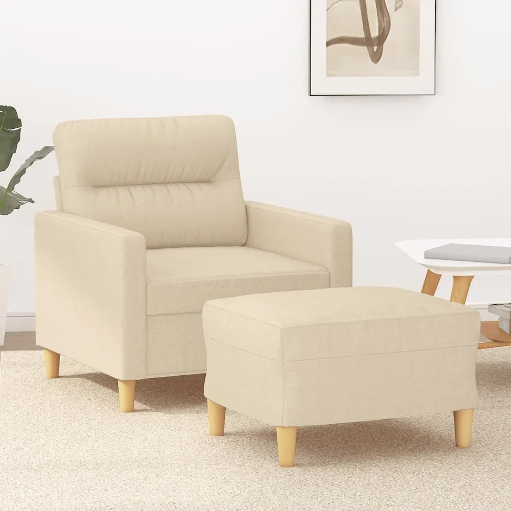 Křeslo s podnožkou krémové 60 cm textil 3201067