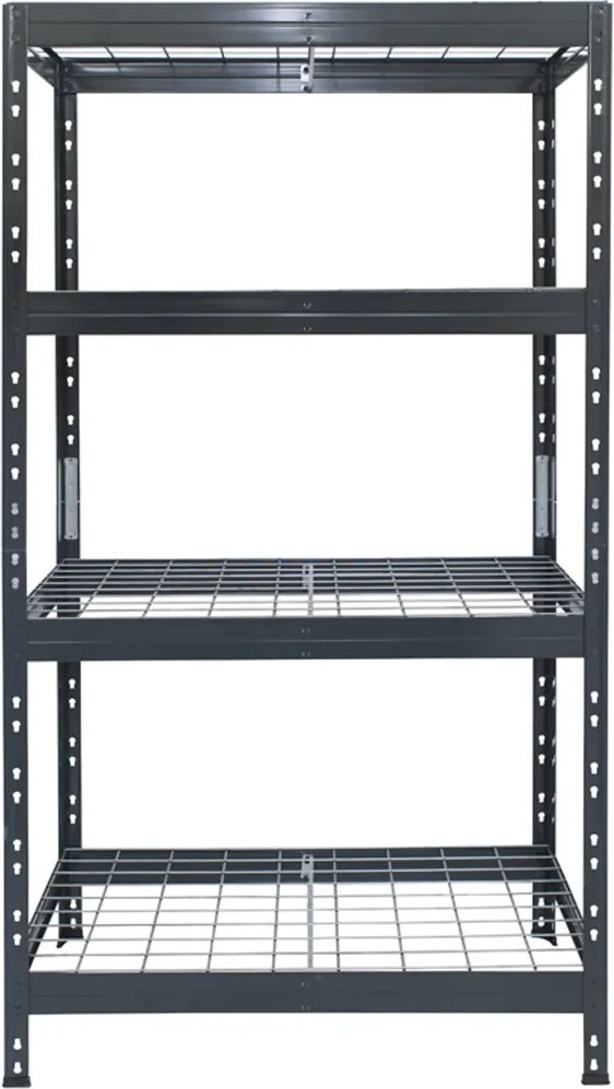 Kovový regál RIVET PRO 180x90x45 ocelová mřížka 4 úrovně antracitová šedá