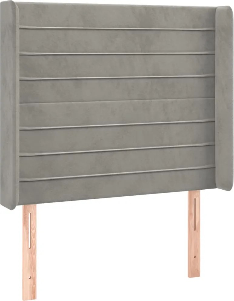 Box spring postel s matrací a LED světle šedá 100x200 cm samet 3139607