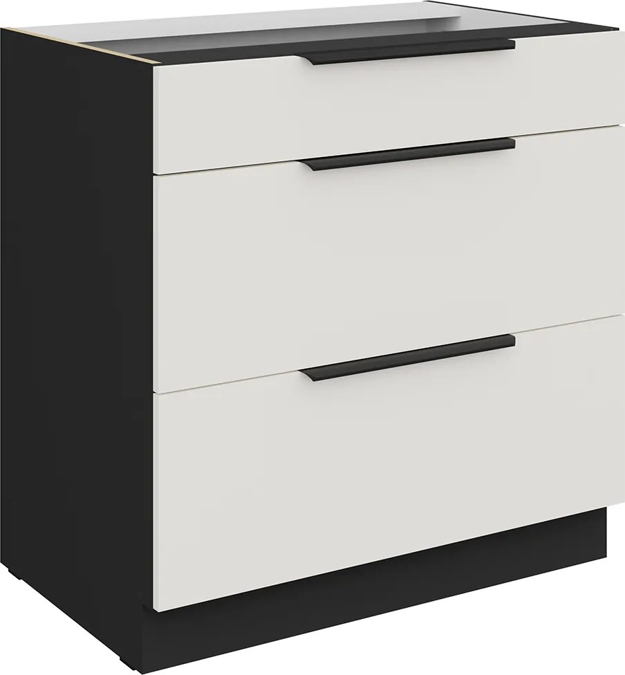 ARIA wb | dolní skříňka 80 D 3S zásuvková | 80 cm | PREMIUM BOX | černá/bílá