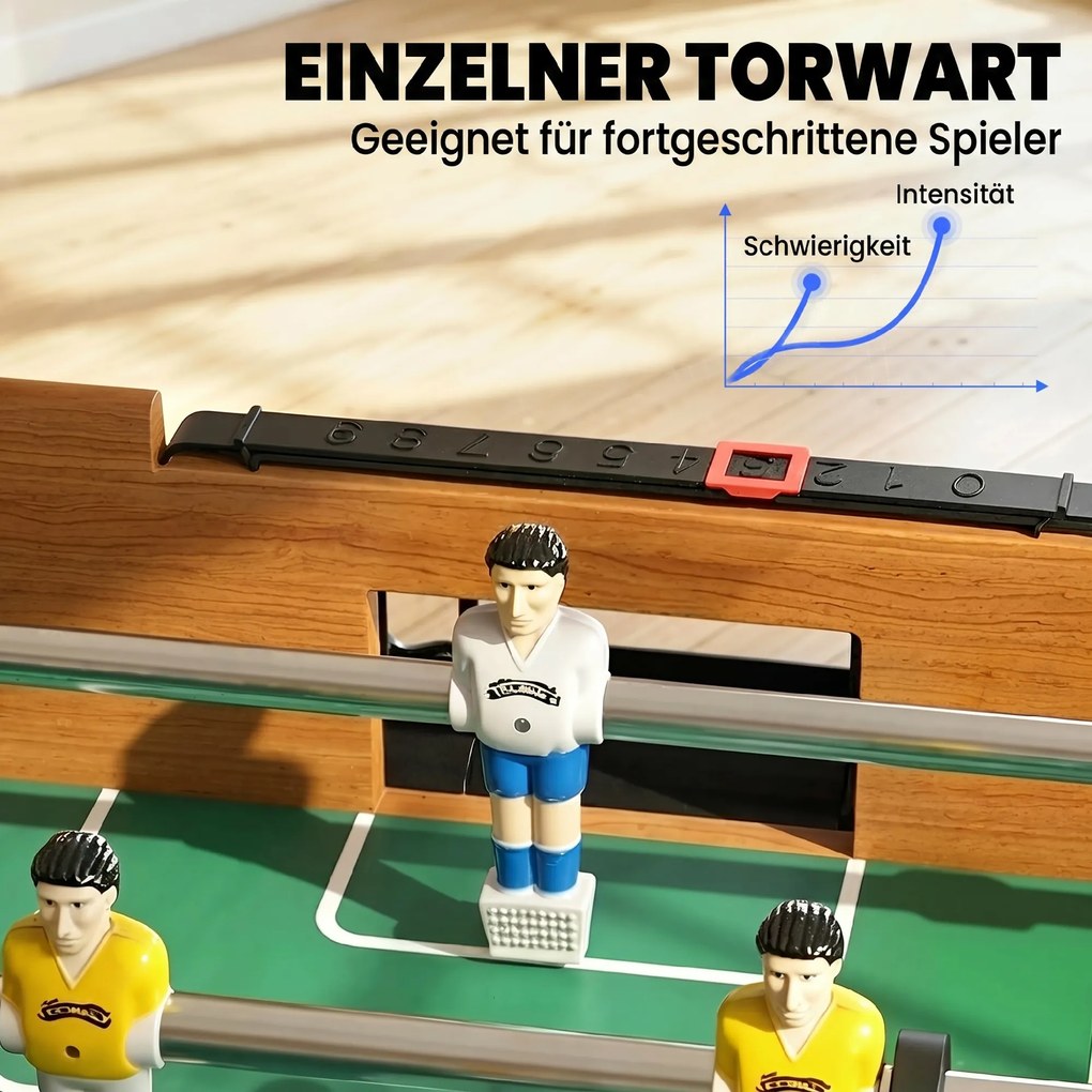 Stolní fotbálek, stolní fotbálek, 2 míčky, protiskluzové rukojeti, pro dospívající dospělé, výsledková tabule, MDF, kov, barevné provedení
