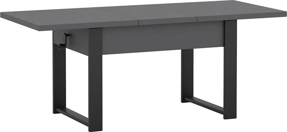 Rozkládací polohovací konferenční stolek HOGO 3v1 | 120-157x62,5-74,5x67 cm | síla horní desky 32 mm | tmavě šedá/černé nohy