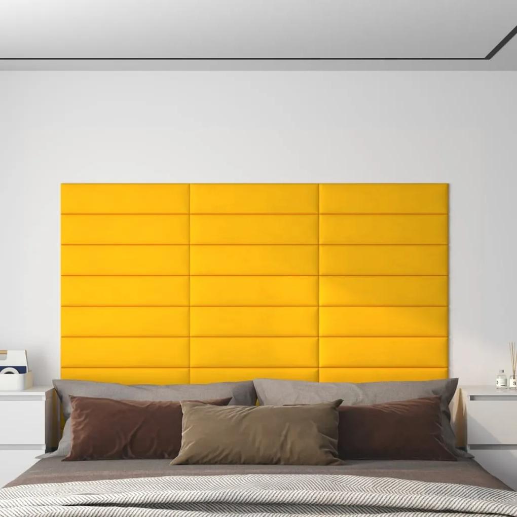 Nástěnné panely 12 ks žluté 60 x 15 cm samet 1,08 m² - Default Title
