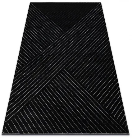 Dywany Luszczow Kusový koberec EMERALD EXCLUSIVE A0084, řádky, geometrický černý / stříbrný Rozměr koberce: 180 x 270 cm
