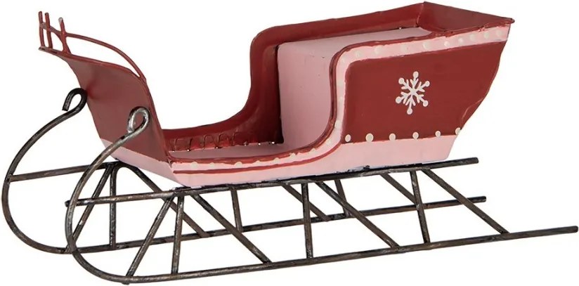Červené kovové retro sáně s vločkou Christmas Sled - 20*6*9 cm