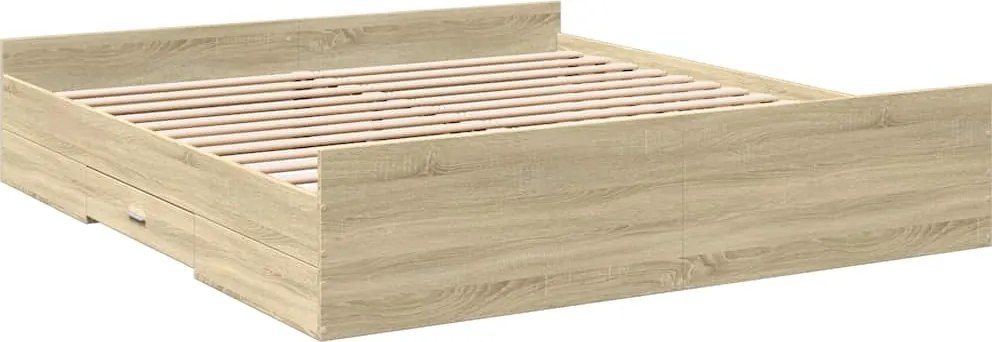 Rám postele se zásuvkami dub sonoma 200x200 cm kompozitní dřevo 3280267