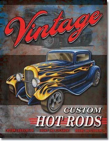 Plechová cedule Legends - Vintage Hot Rods, 32x41cm