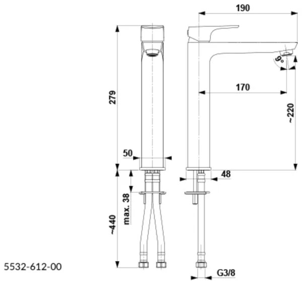 KFA Armatura 5532-612-81 - Umyvadlová baterie MOKAIT 27,9 cm mosaz/matná černá
