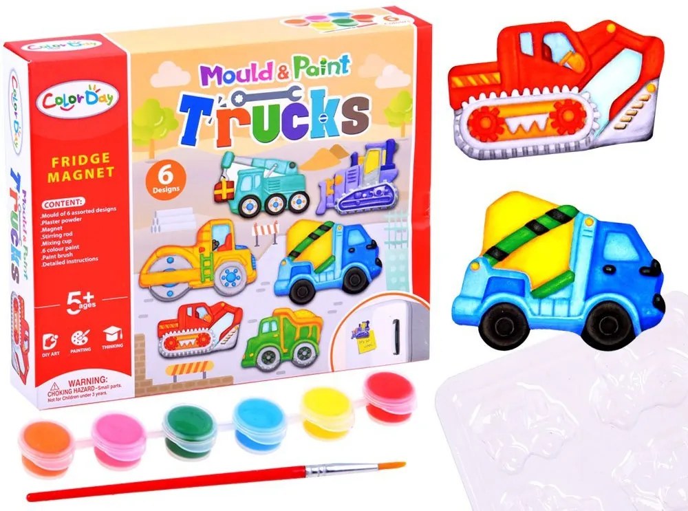 Color day Kreativní sada Vyrob si sám – magnetky stavební stroje DIY