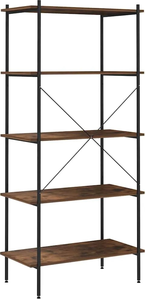 Policový regál s 5 policemi černý a přírodní 80 x 40 x 163 cm 336349