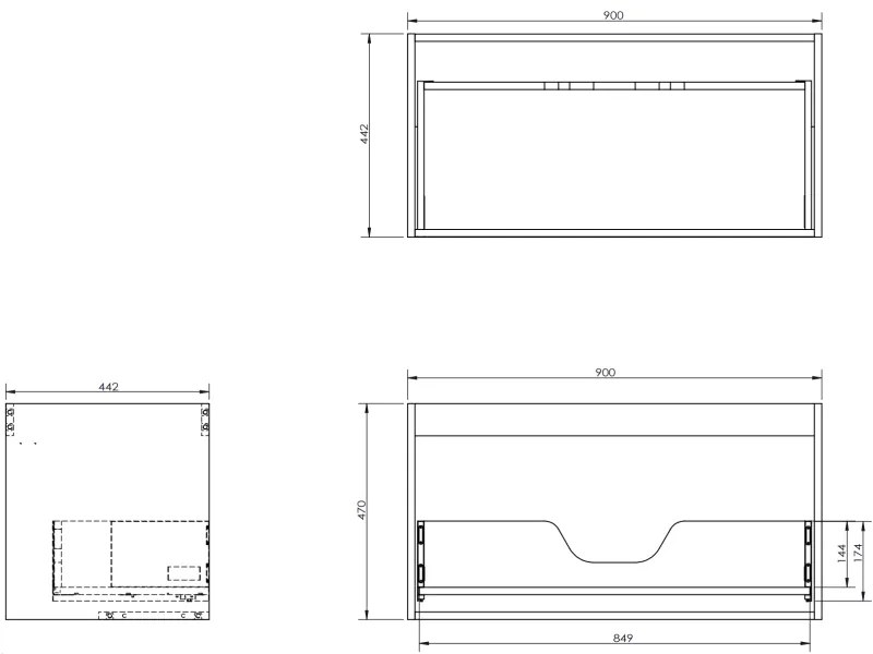 Mexen Rivel, koupelnová skříňka 90 cm, 1 zásuvka, drážkovaná, dub, 91A20-09047-1-BF81