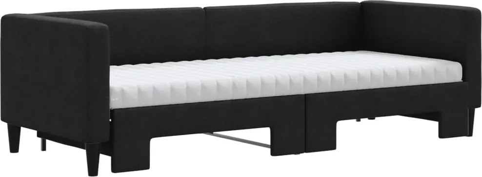 Válenda s přistýlkou a matracemi černá 80 x 200 cm textil 3196593