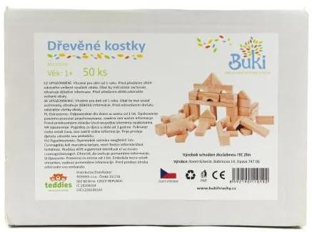 Česká výroba Kostky dřevěné přírodní 50ks v krabičce 12m+
