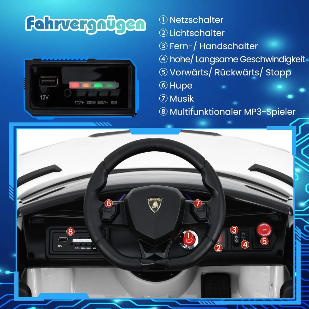 Costway Elektrické auto Lamborghini pro dětské vozidlo s dálkovým