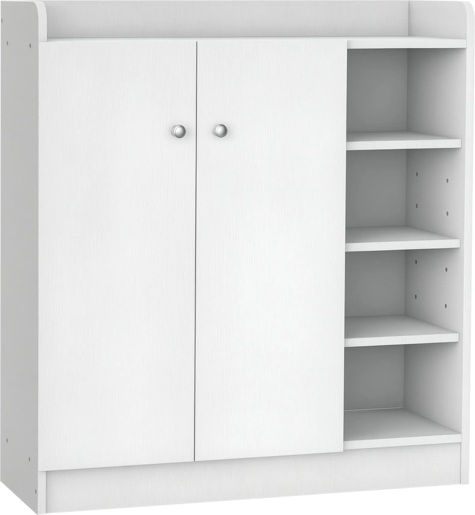 HOMCOM Skříň na boty Regál na boty Úložný kabinet Skládací kabinet 2 dveře 4 oddíly Bílá 83 x 30 x 90 cm | Aosom