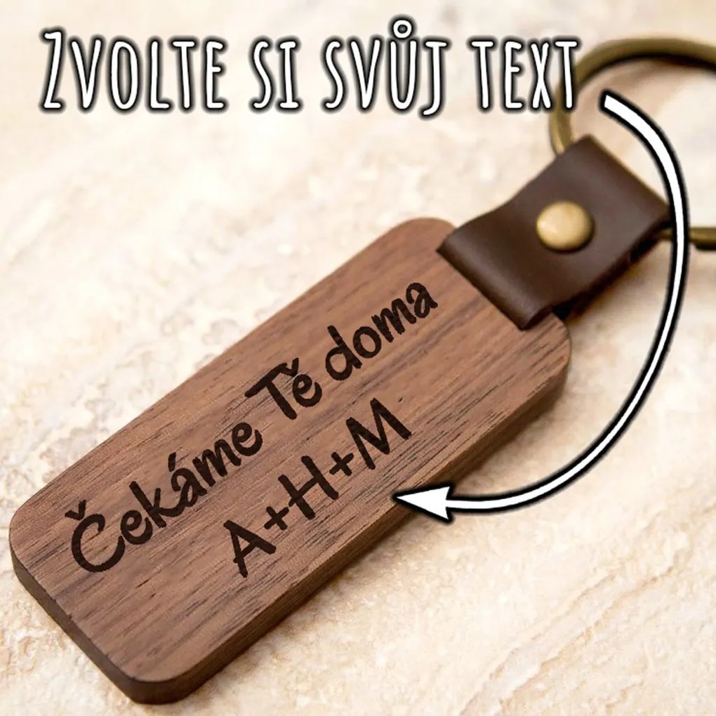 Ahome CZ Krásná dřevěná klíčenka - S vlastním textem