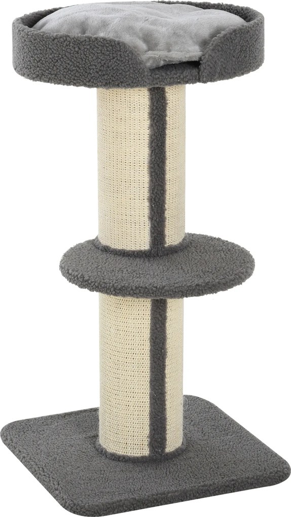 Škrabadlo PawHut pro kočky, stabilní škrabadlo s plošinou, sisal, nosnost 30 kg, šedé, pro aktivní hru a odpočinek | Aosom.de