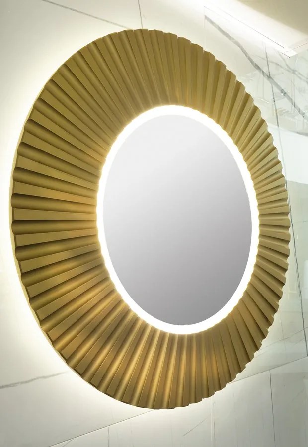 Sapho Sapho, PRIDE STRIP kulaté zrcadlo s LED osvětlením v rámu, průměr 75cm, zlato, PD750