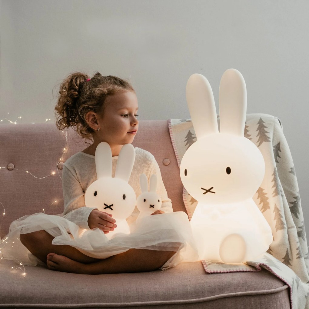 Mr Maria Dětská králičí LED lampa Miffy First Light, bílá barva, plast