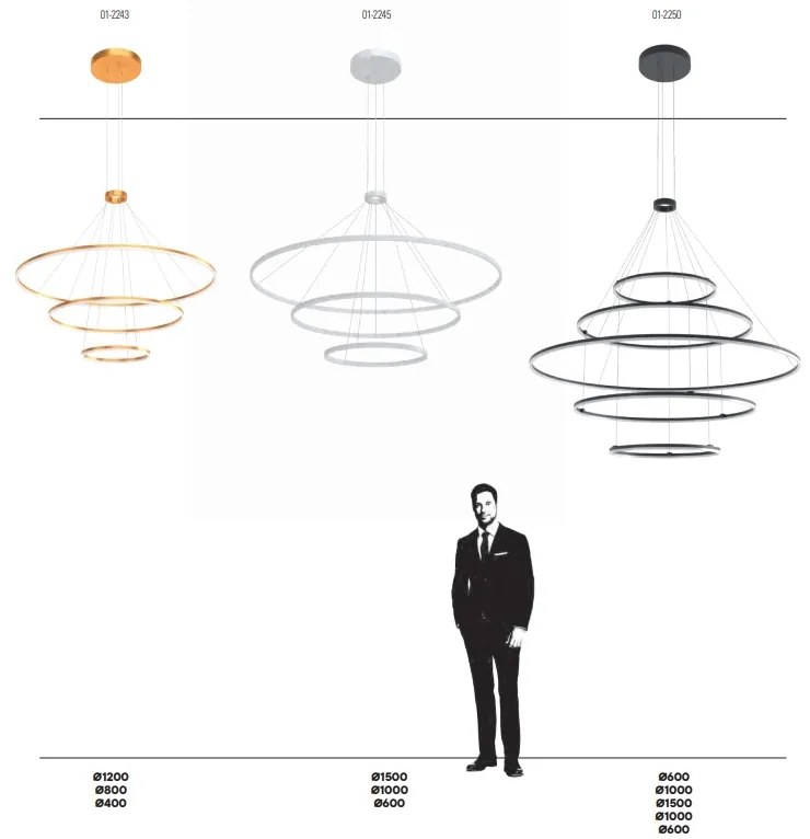 Redo Orbit závěsné Large Barva: Černá 4000K, Ø - Průměr: S 40cm 80cm 120cm