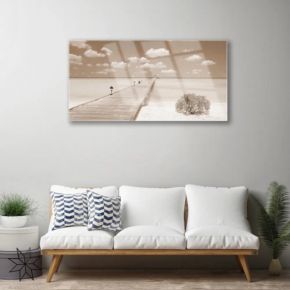 Obraz na skle Moře Most Krajina 125x50 cm