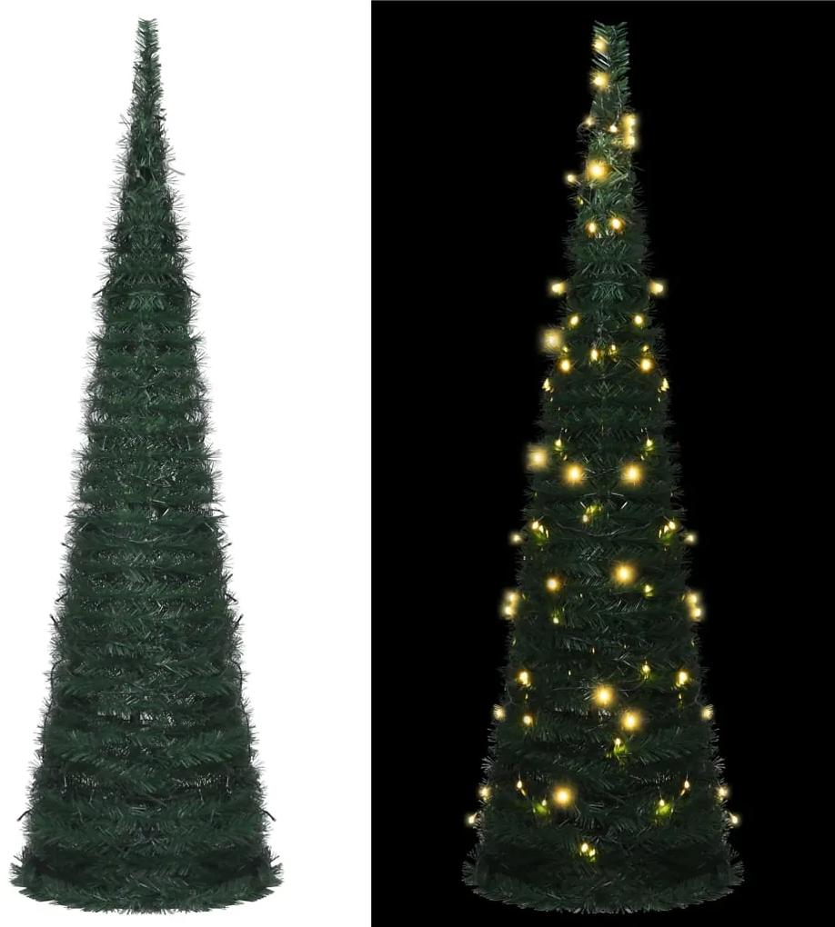 321523 vidaXL Skládací umělý vánoční stromek s LED řetězem zelený 150 cm