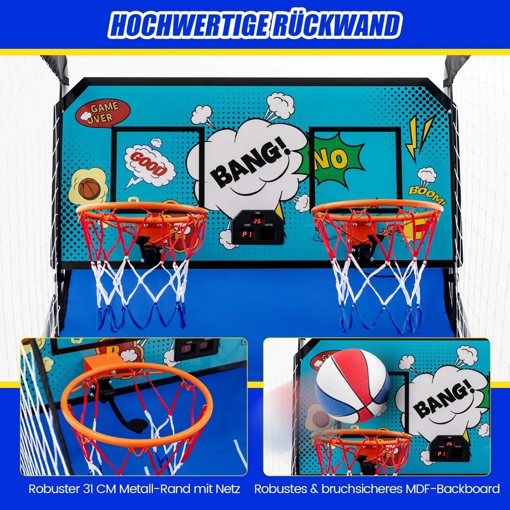 Costway Basketbalový stroj 8 v 1 se 4 míči a vzduchovou pumpou a 8 herními