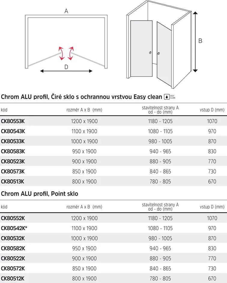 Mereo Mereo, Sprchové dveře, Lima, dvoukřídlé, lítací, chrom ALU, sklo, CK80513K