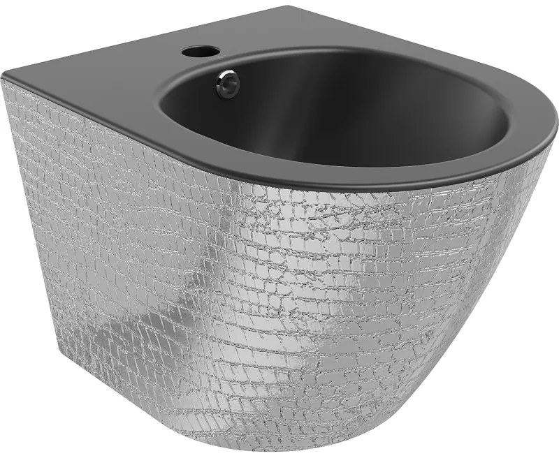 Mexen Lena, závěsný bidet 480x370x325 mm, černá matná - stříbrná, 35224872