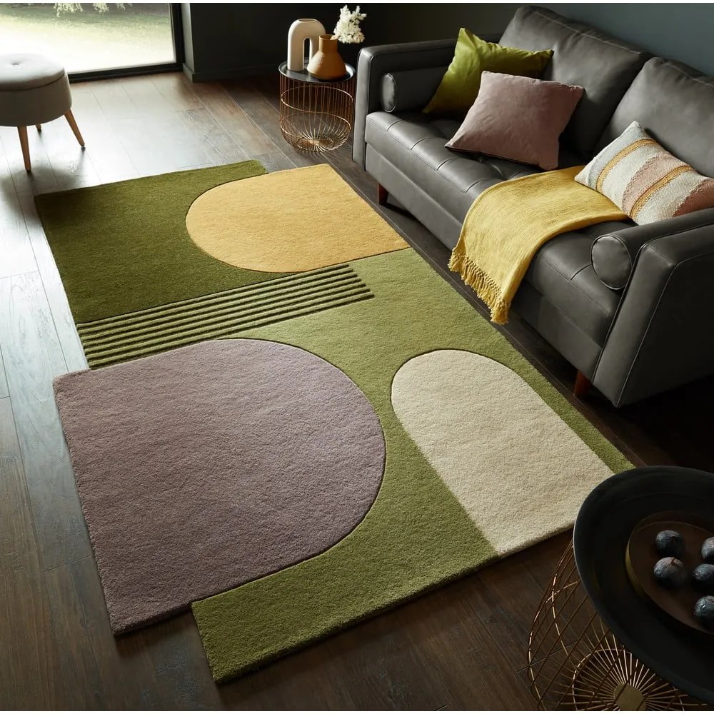 Zelený vlněný koberec 180x120 cm Lozenge - Flair Rugs