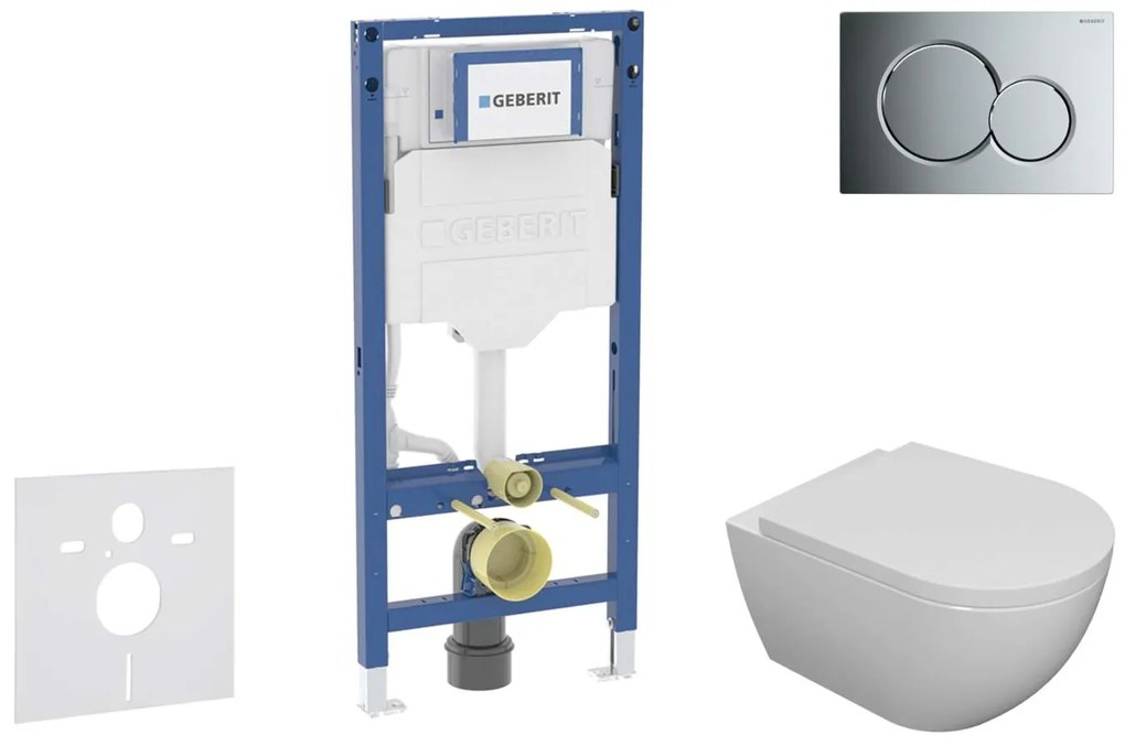 Geberit Duofix - Set předstěnové instalace, klozetu Oudee a sedátka softclose, tlačítko Sigma01, lesklý chrom SANI11CA1100B