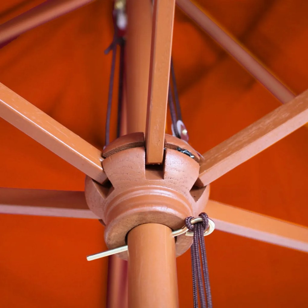 Slunečník Florida Ø 3 m - polyester/dřevo - terakota