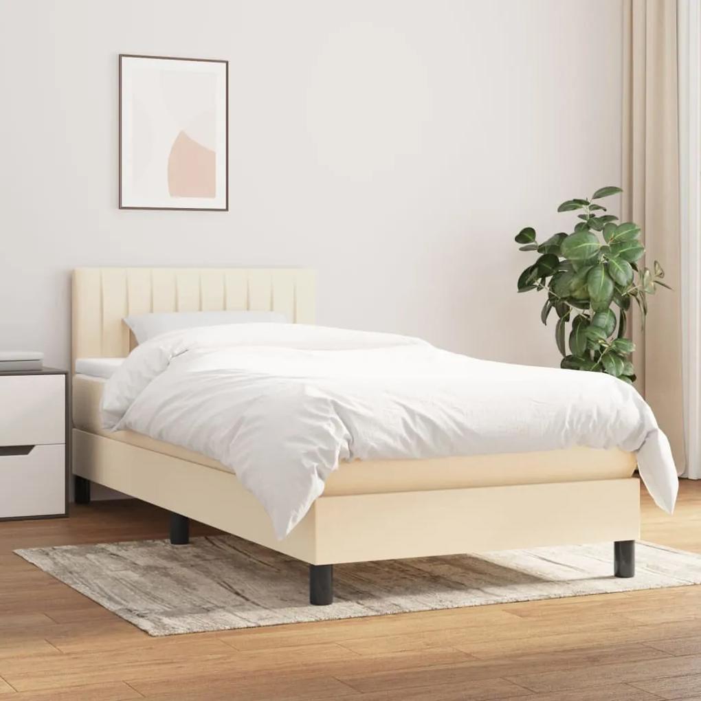 Box spring postel s matrací krémová 100 x 200 cm textil,  3140198
